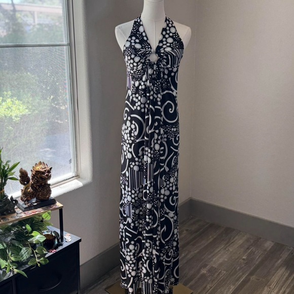 rhapsodia | Dresses | Vintage 7s Style Retro Black And White Maxi Dress ...